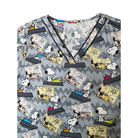 Unknown | Tops | Peanuts Characters Print Womens Medical Nursing Scrub ...